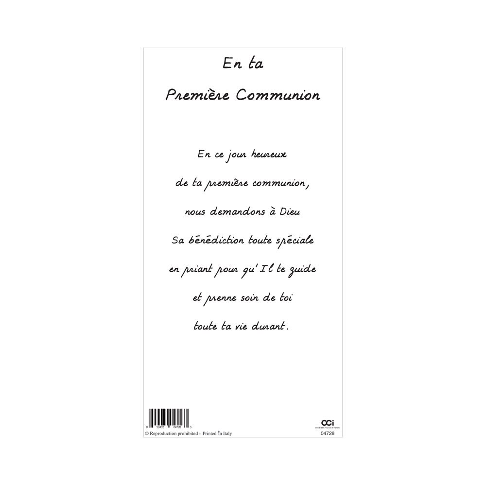 Croix de bois 1ère communion avec carte prière, Français