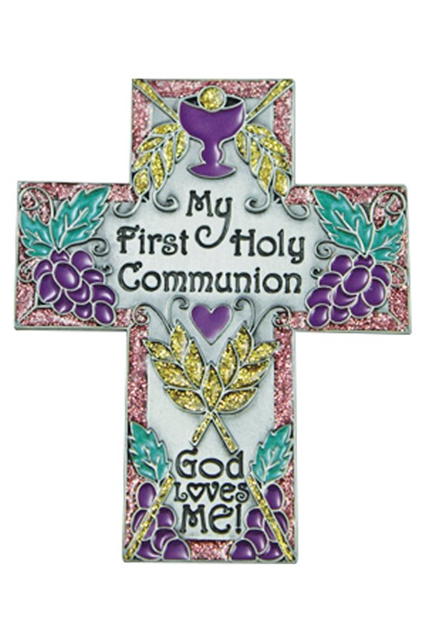 Croix de Communion, époxy coloré, étain, 11 cm, Anglais